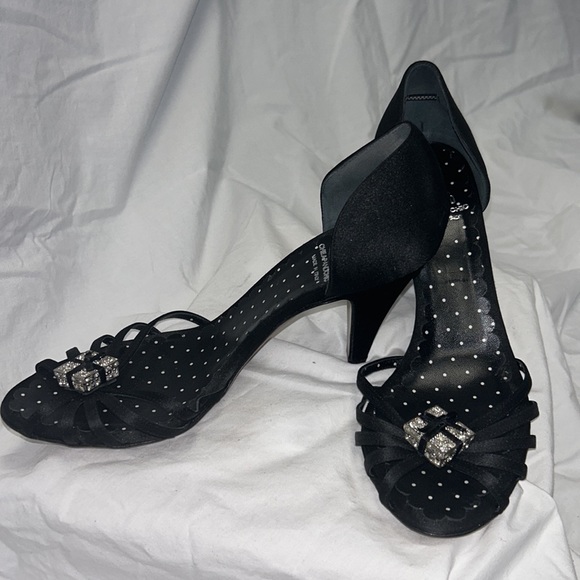 Moschino | Shoes | Moschino Black Strappy Heels With Pave Box | Poshmark